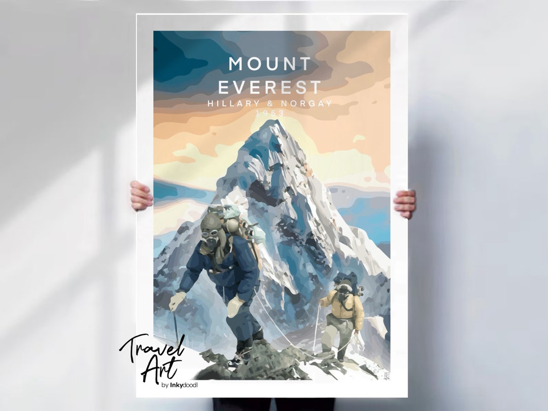 Mount Everest Travel Print , Himalaya Print , Sir Redmond Hillary and ...
