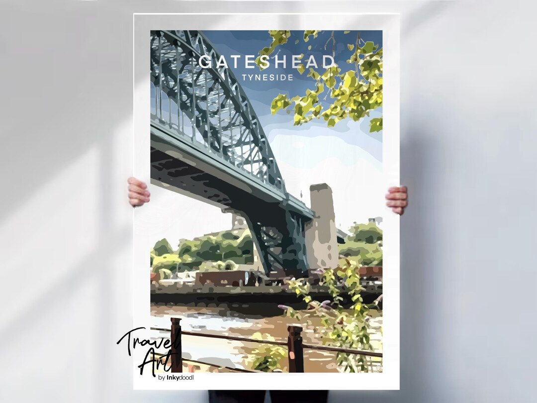 Gateshead Travel Print , Tyneside Print , Tyne Bridge Wall Art , Travel ...