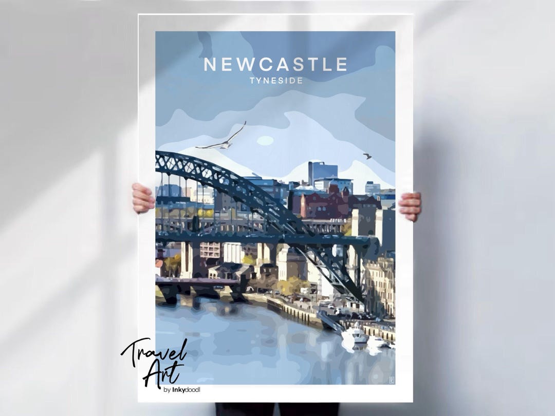 Newcastle Tyne Bridge Travel Poster - Modern Tyneside Wall Art - Etsy
