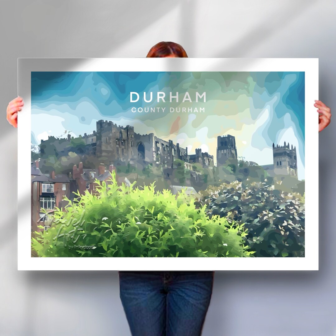 Durham Castle and Cathedral Travel Print , Durham Travel Art Poster ...