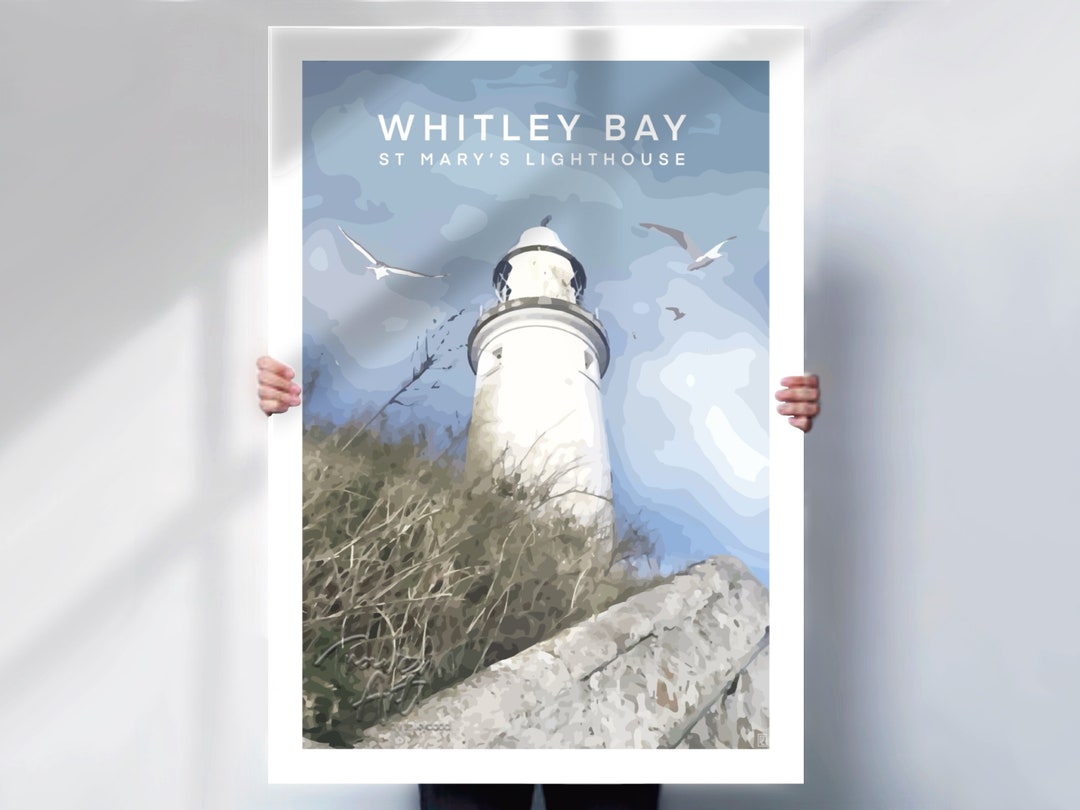 Whitley Bay Travel Print , St Marys Lighthouse Poster , Northumberland ...