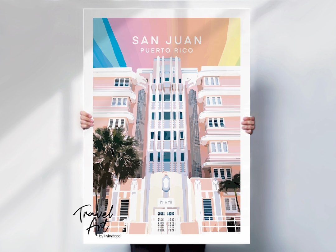 Puerto Rico Poster, Travel Art Poster, San Juan Print, Art Deco ...