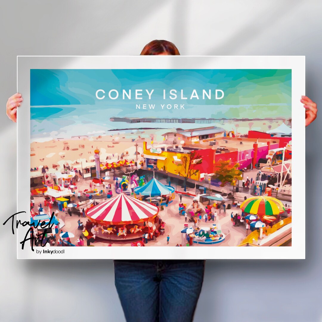 New York Print Coney Island Poster - Etsy