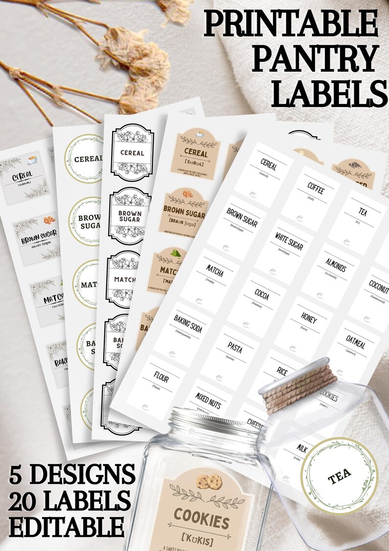 Editable & Printable Pantry Labels Pantry Organization - Etsy
