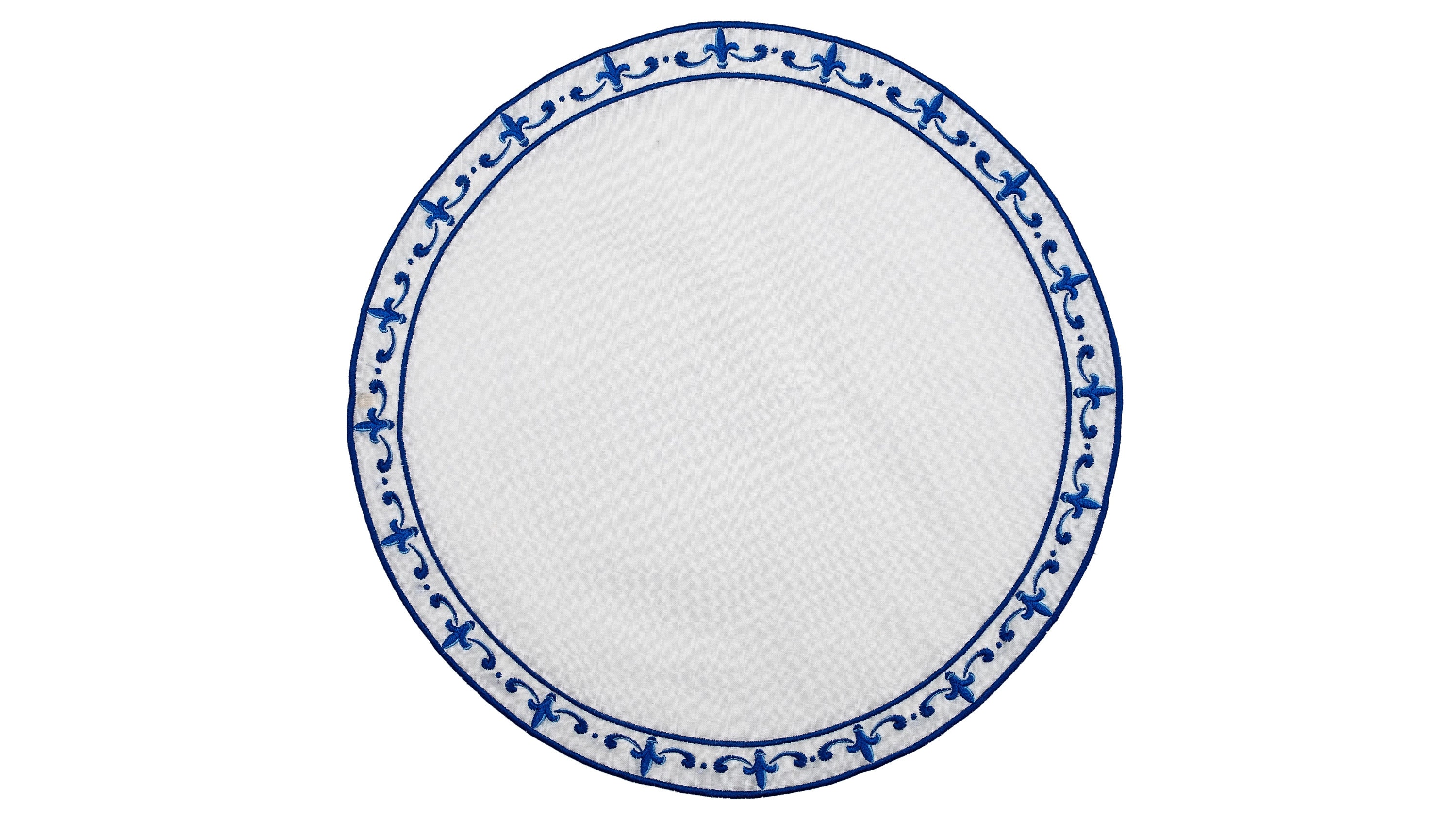 Table Mat Set of 4, Embroidered Modern Round Linen Placemat Set of 4 ...