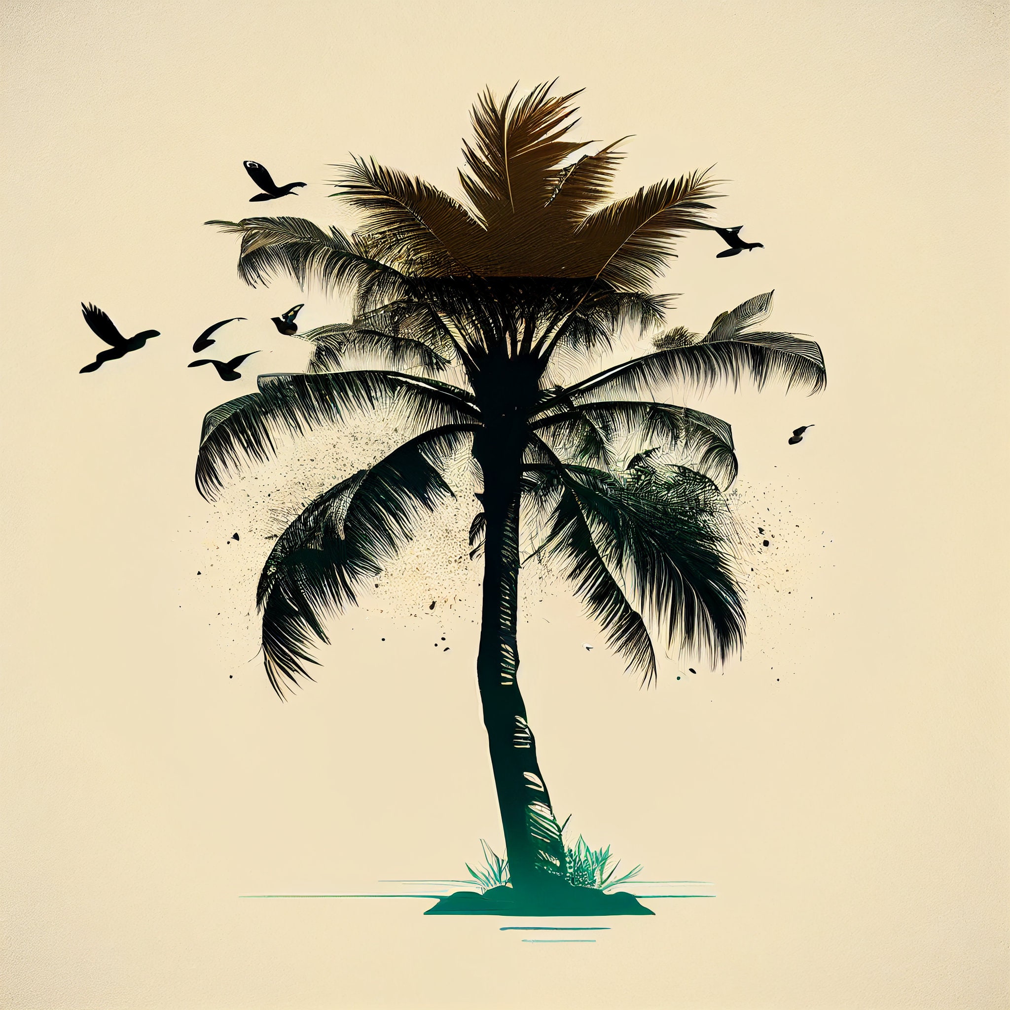 Vintage Style Palm Tree - Etsy