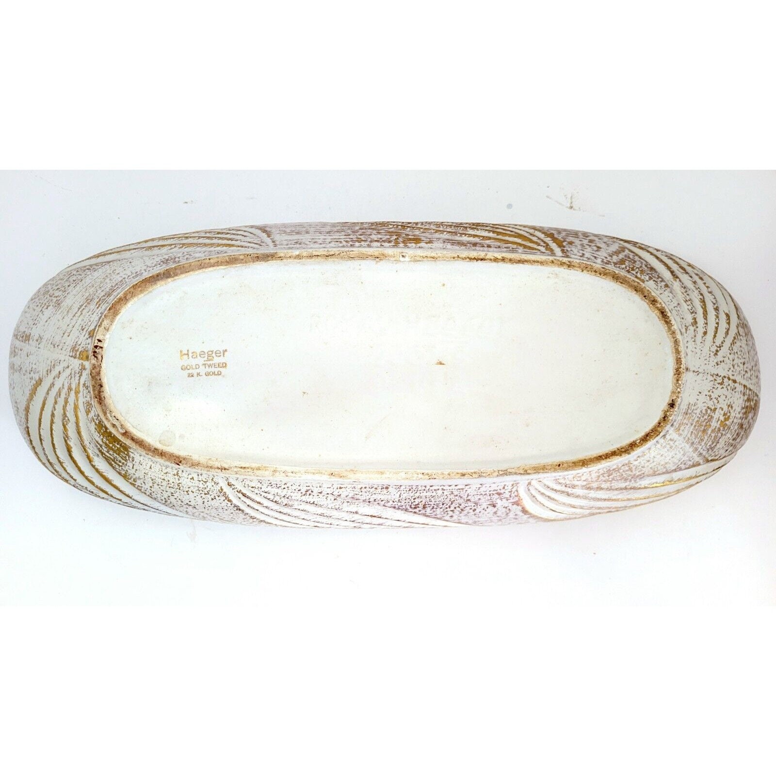 1960's Royal Haeger 22k Gold Tweed Oval Planter USA Art Pottery 14 ...
