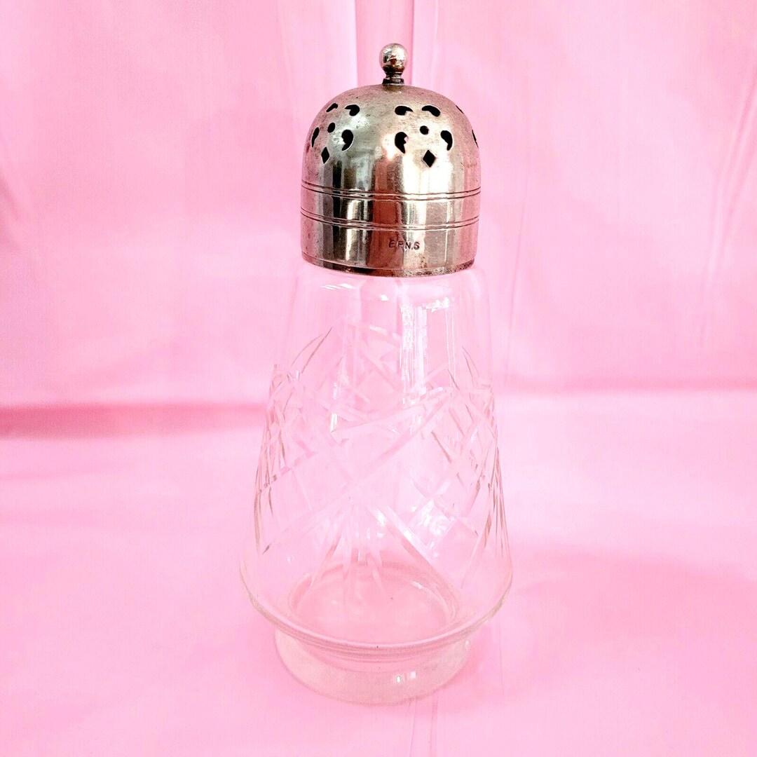 Vintage Sugar Shaker Decanter 6 Glass 7 Silver Plated EPNS Diamond ...