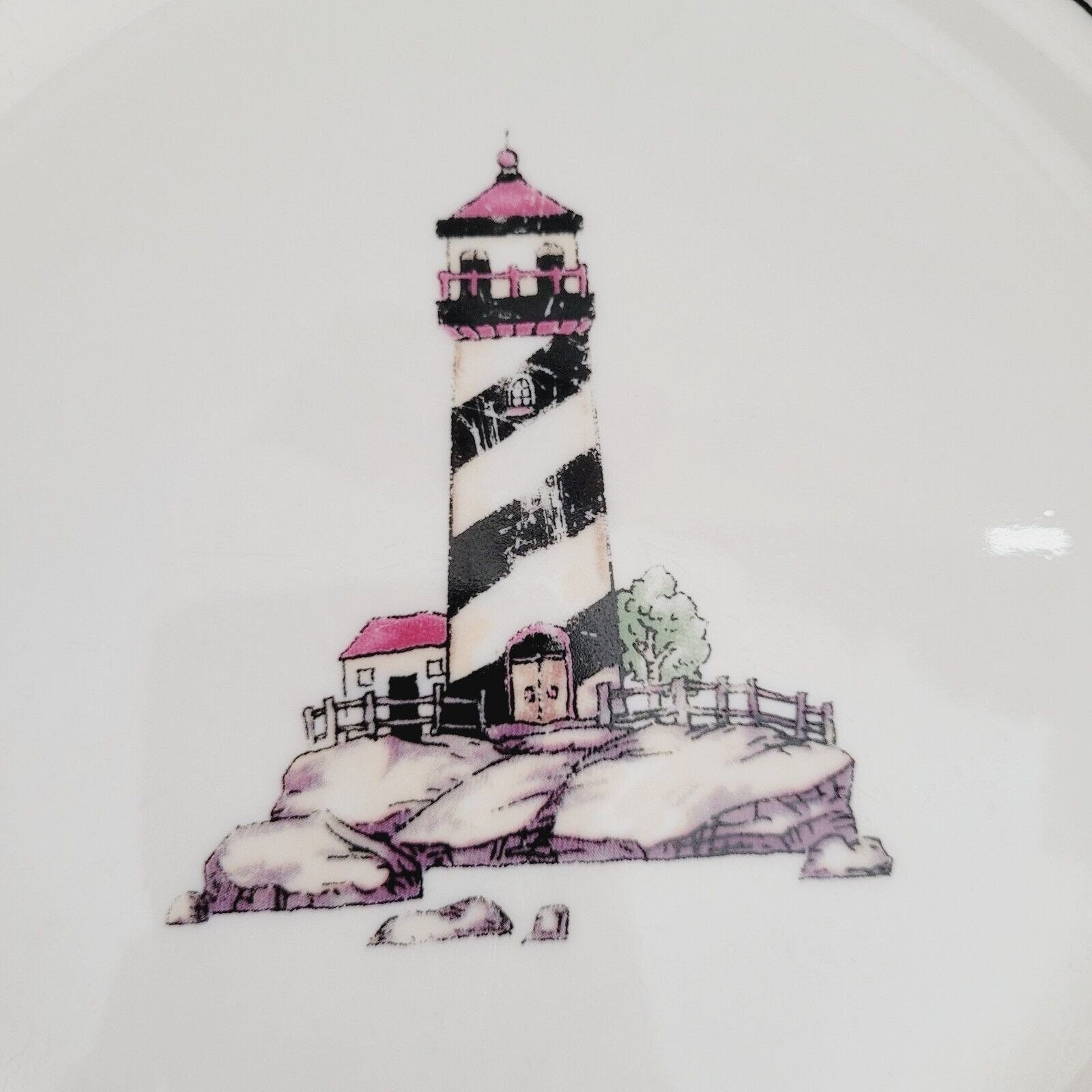 4 Pc Totally Today Coastal Lighthouse Dinnerware Set Dinner Salad Plate ...