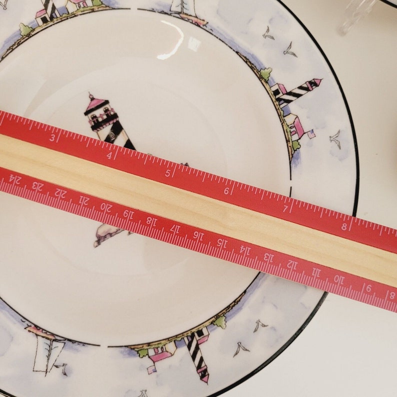 3 Pc Totally Today Coastal Lighthouse Dinnerware Set Bowl Salad/bread ...