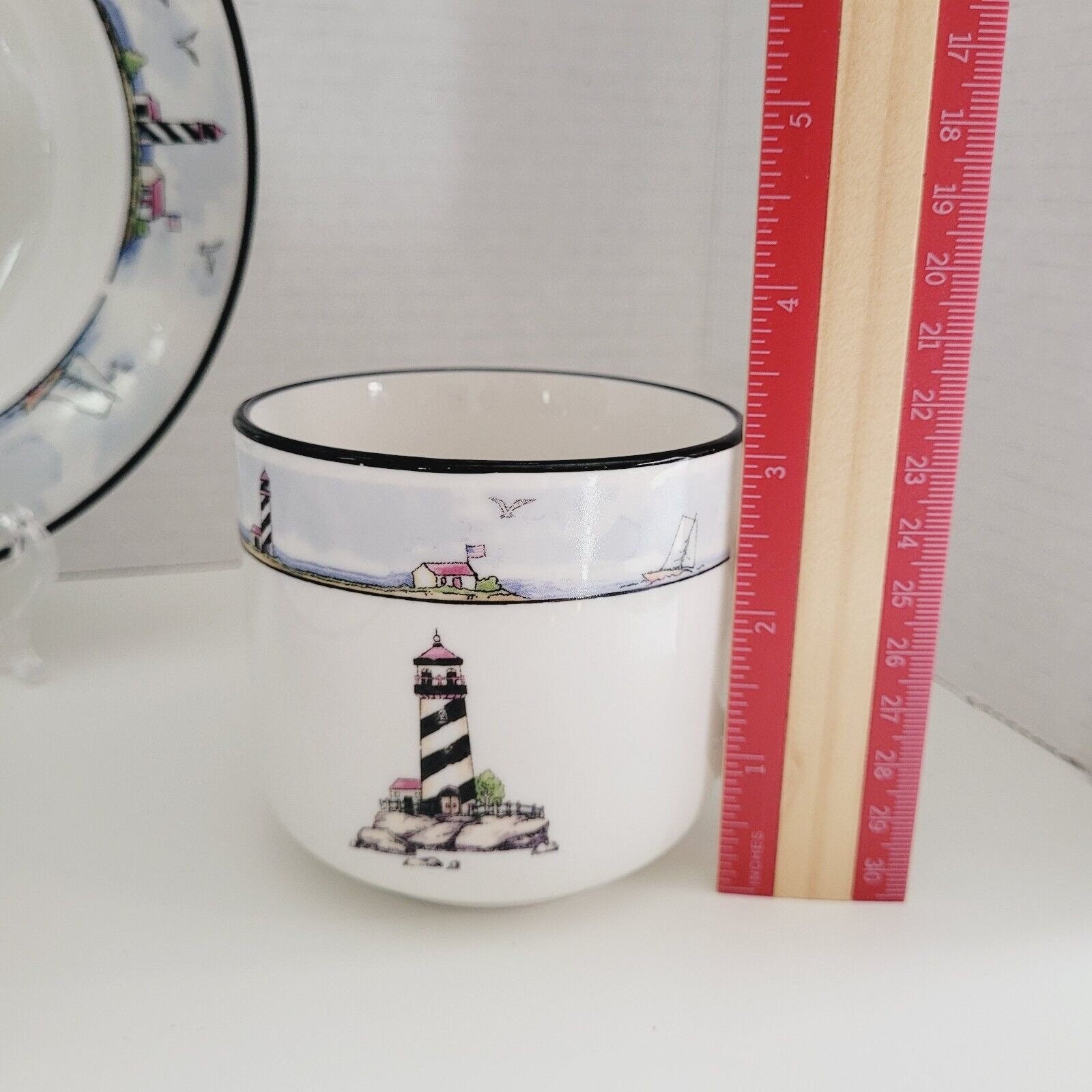 4 Pc Totally Today Coastal Lighthouse Dinnerware Set Dinner Salad Plate Bowl Cup - Etsy