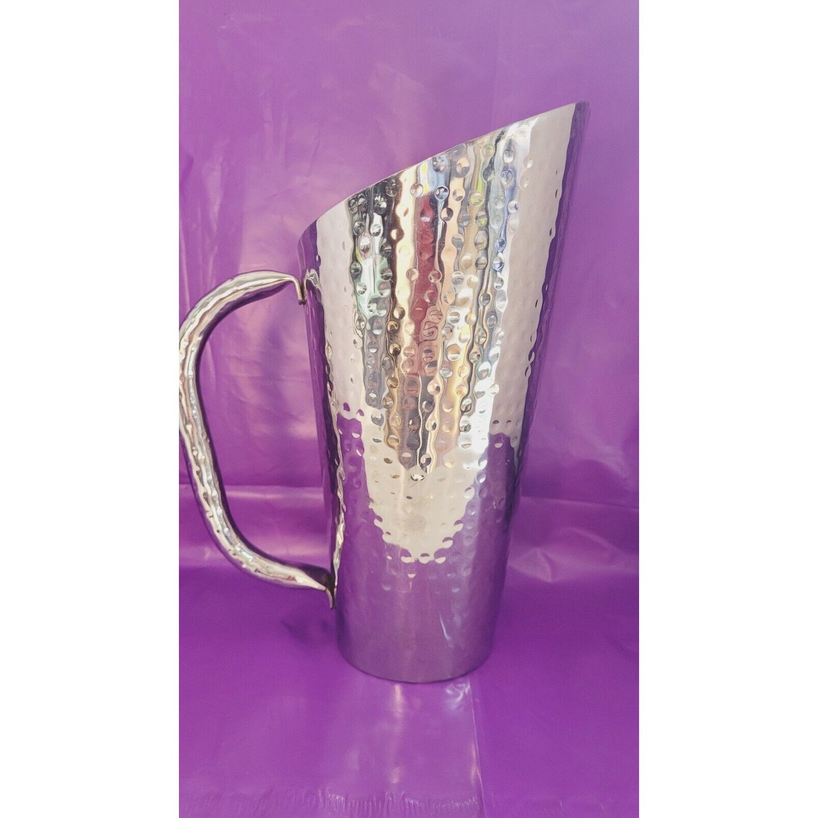 discounts store Hammered Silver Pitcher Vase 64oz Decor Country Cottage ...