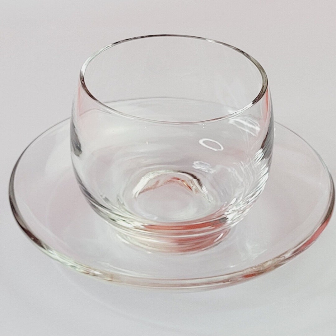 Vintage 7 Sets Clear Glass DURALEX Saucers & Handle-less Coffee/tea 4 ...