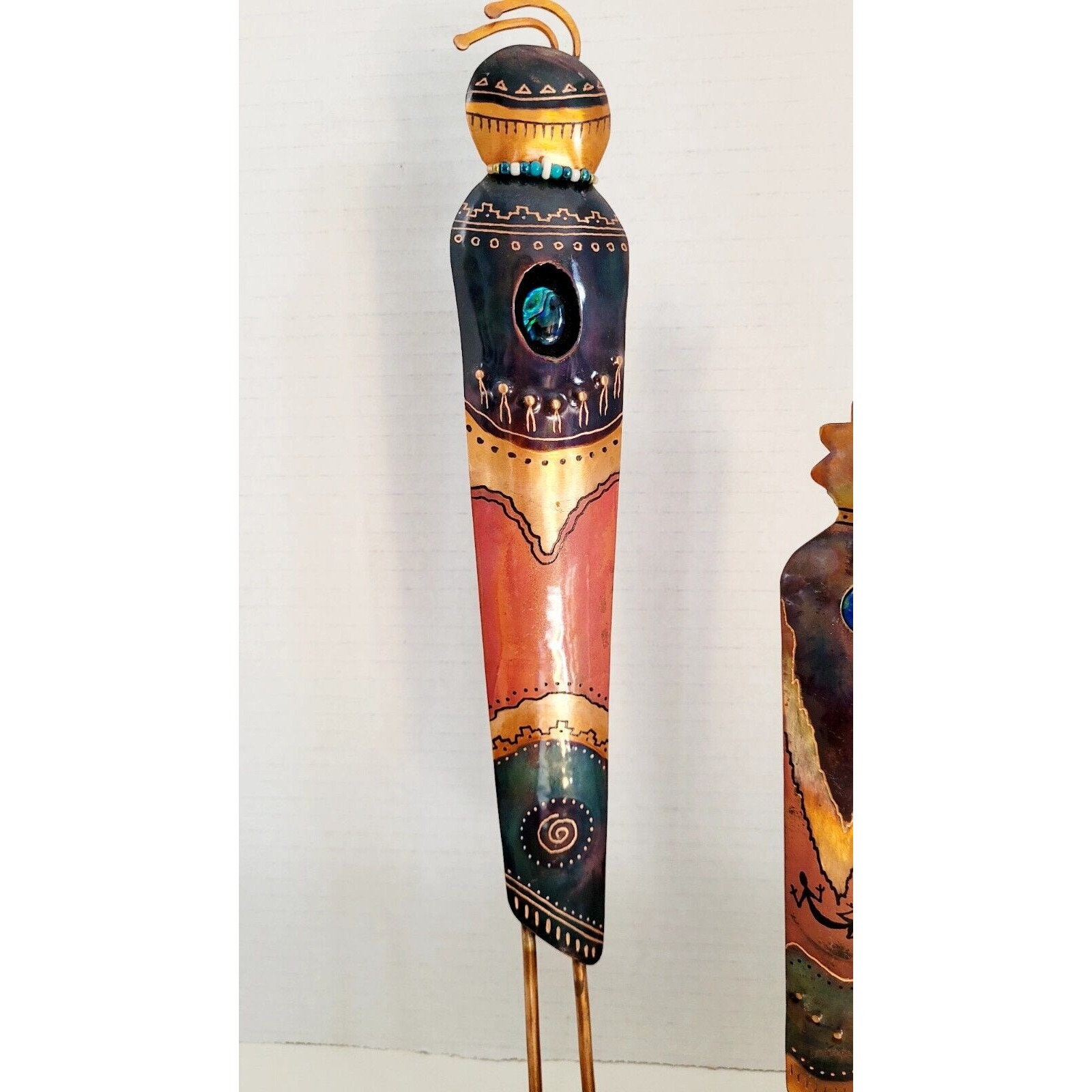 2 RARE FIND Susan Langley Banta Tribal Copper Sculpture Native American ...