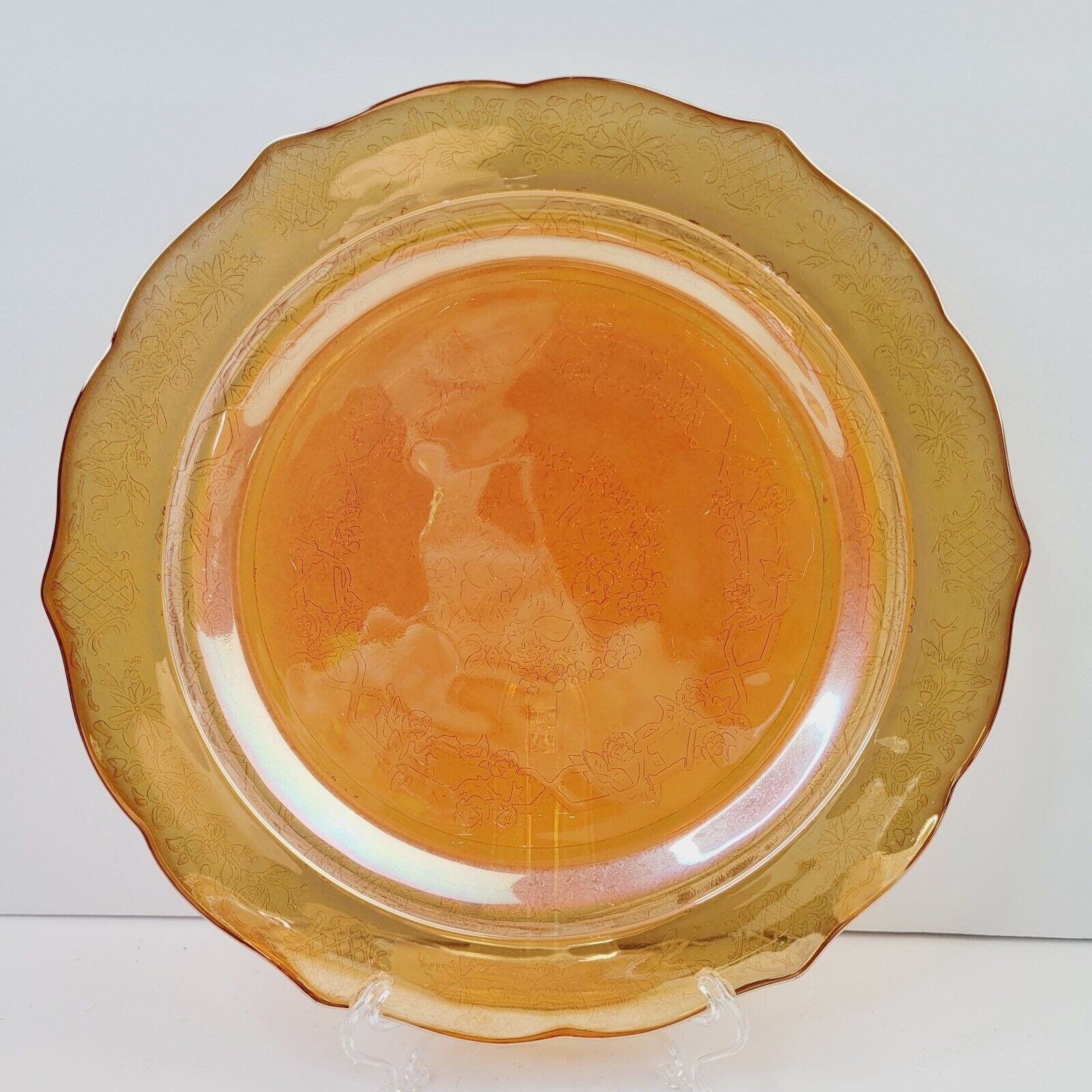 6 Pc VTG Federal Glass Marigold Normandie Iridescent Dinnerware 1 ...