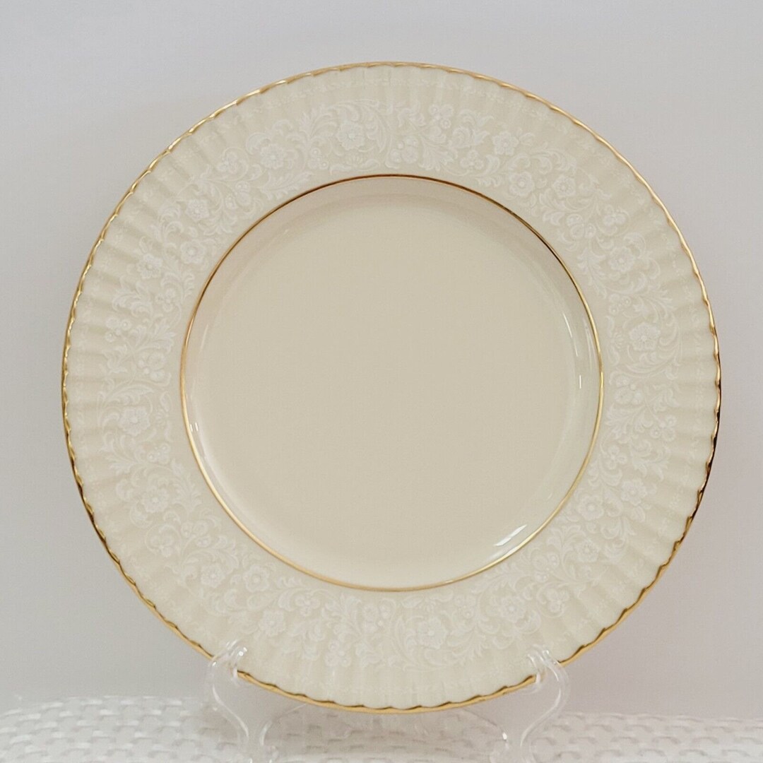 Lenox Temple Collection Citation Lace Salad Dessert Plate Floral Gold ...