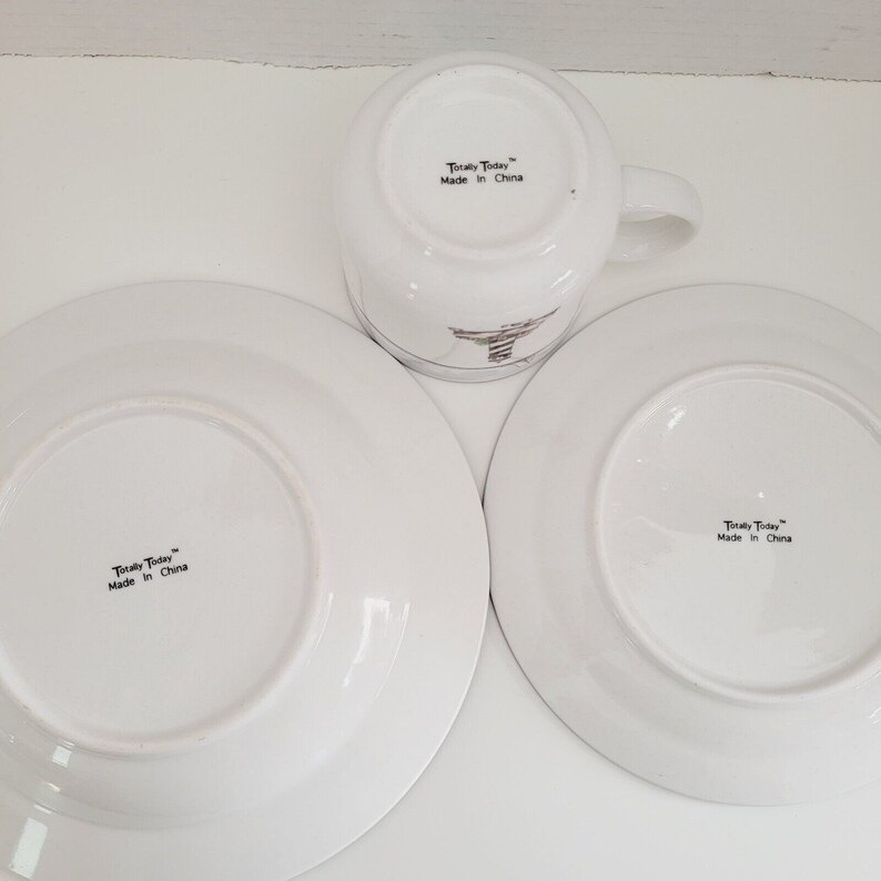 3 Pc Totally Today Coastal Lighthouse Dinnerware Set Bowl Salad/bread ...