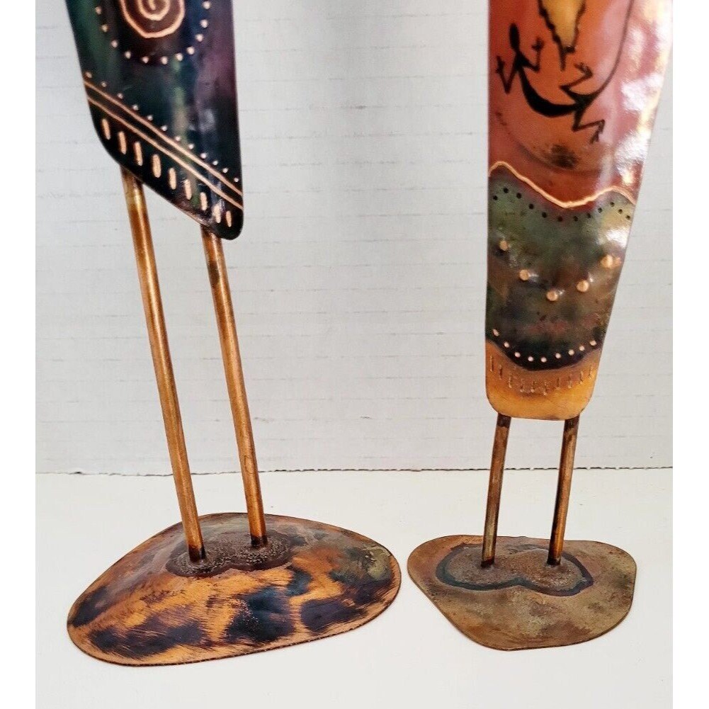 2 RARE FIND Susan Langley Banta Tribal Copper Sculpture Native American ...