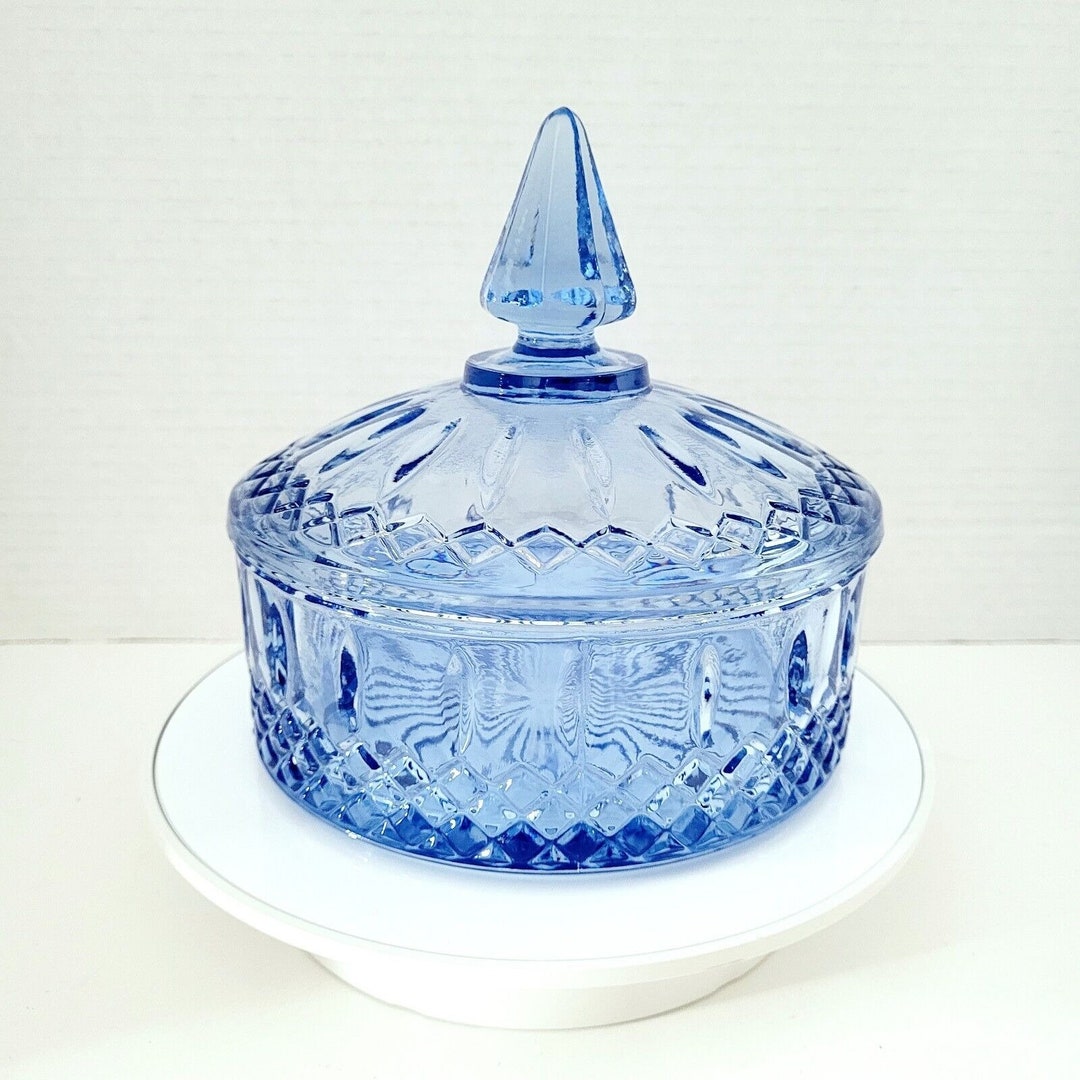 Vintage Mid Century Indiana Glassware Crystal Blue Princess Pattern ...