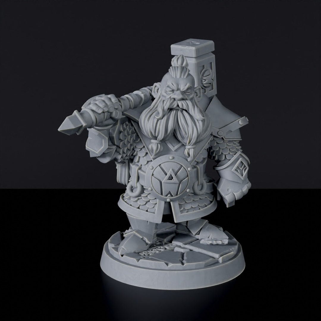 Dwarf Fighter Warrior Dnd Inspired Fantasy Tabletop RPG Mini Great ...