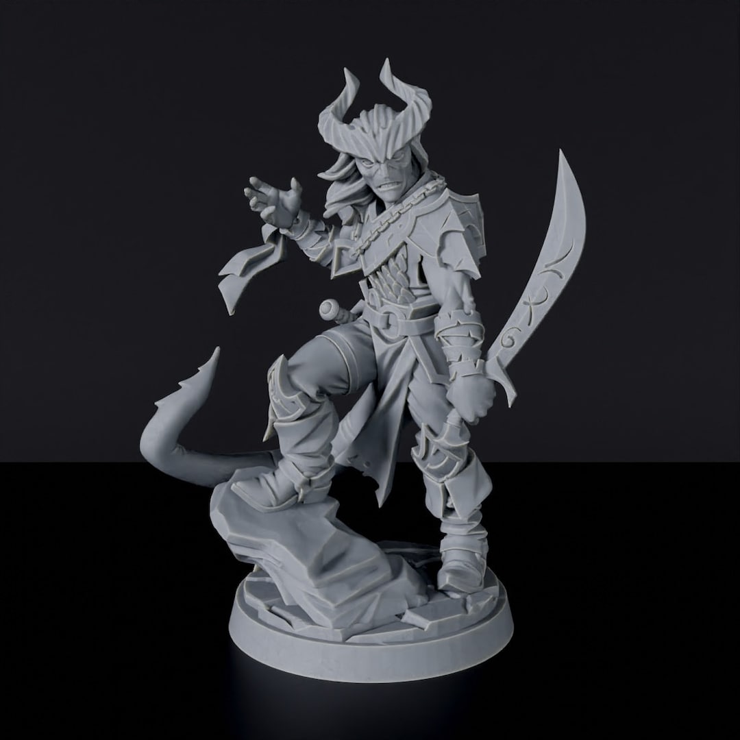 Tiefling Fighter Warrior Dnd Inspired Fantasy Tabletop RPG Mini Great ...
