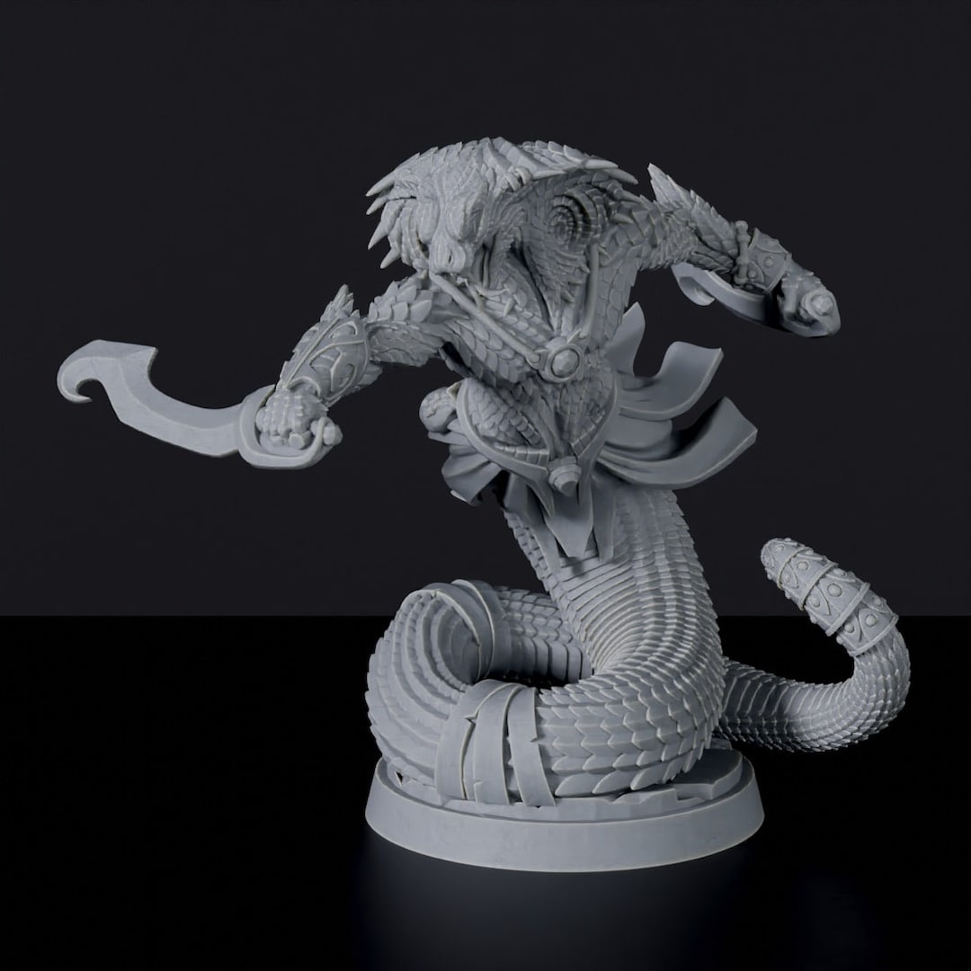 Naga Warrior Monster Dnd Inspired Fantasy Dnd Tabletop RPG Mini Great ...