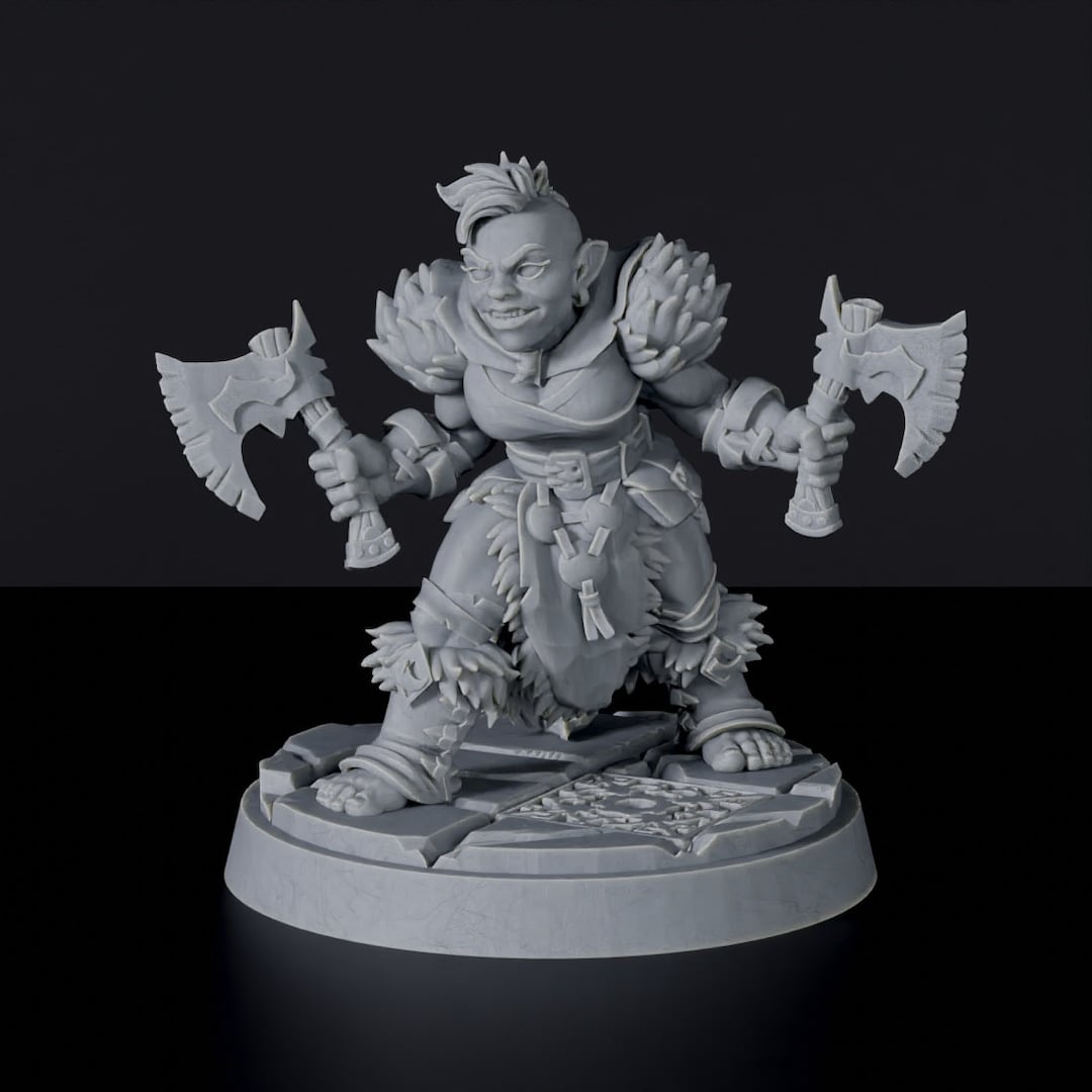 Halfling Barbarian Dnd Inspired Fantasy Dnd Tabletop RPG Mini Great ...