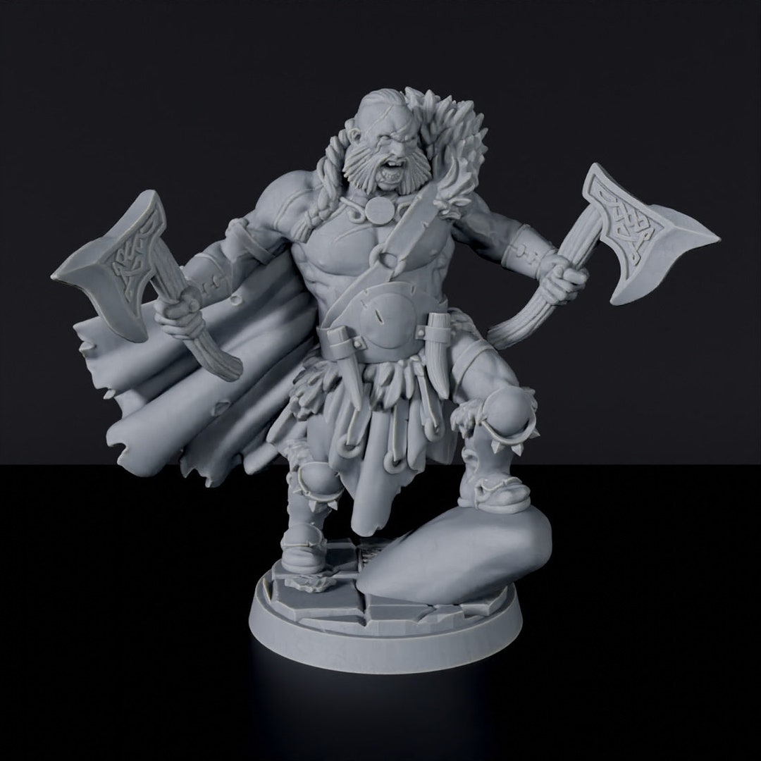 Human Barbarian Male Dnd Inspired Fantasy Dnd Tabletop RPG Mini Great ...