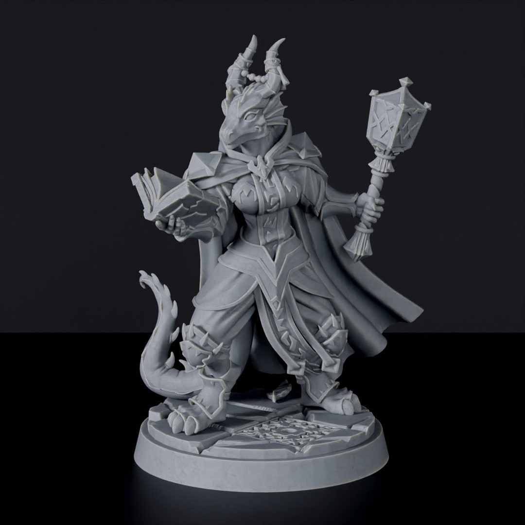 Dragonborn Wizard Dnd Inspired Fantasy Dnd Tabletop RPG Mini Great ...