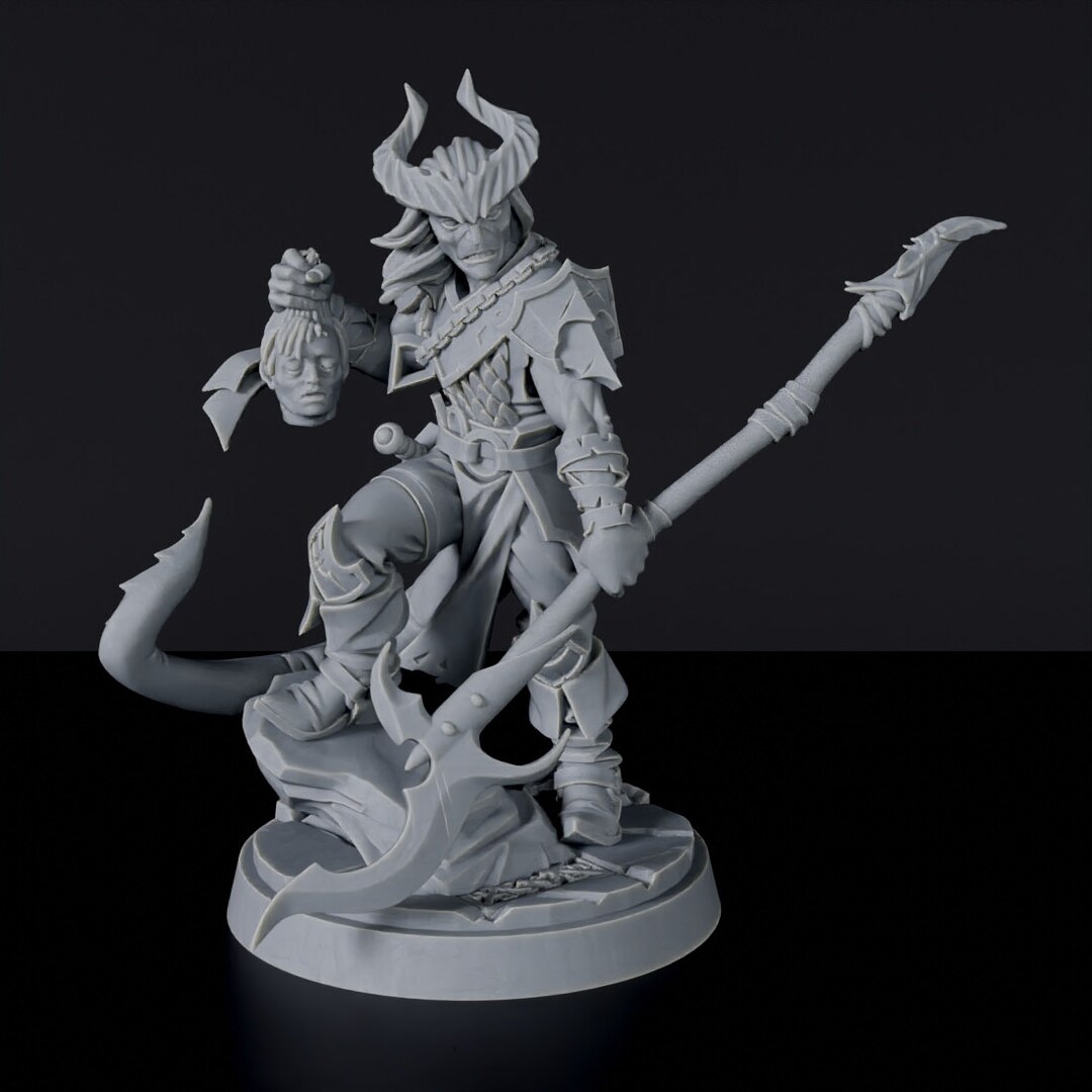 Tiefling Fighter Warrior Dnd Inspired Fantasy Tabletop RPG Mini Great ...