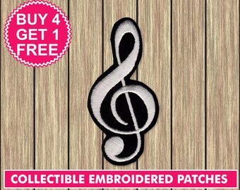 TREBLE CLEF Iron-on Embroidered PATCH Musical Note Symbol - Etsy