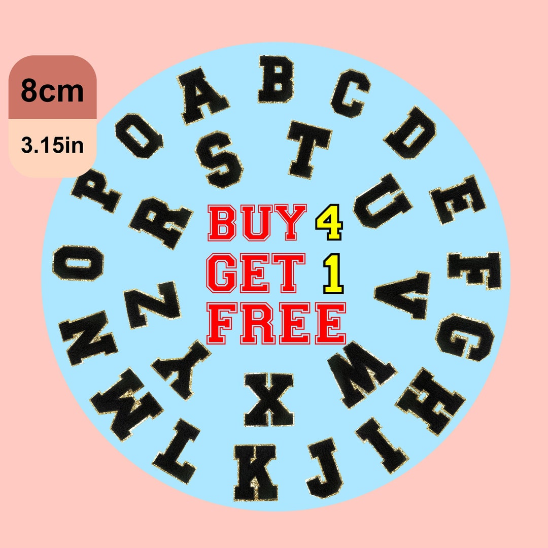 Black Varsity Patch Letter Chenille Numbers Patch Iron on - Etsy