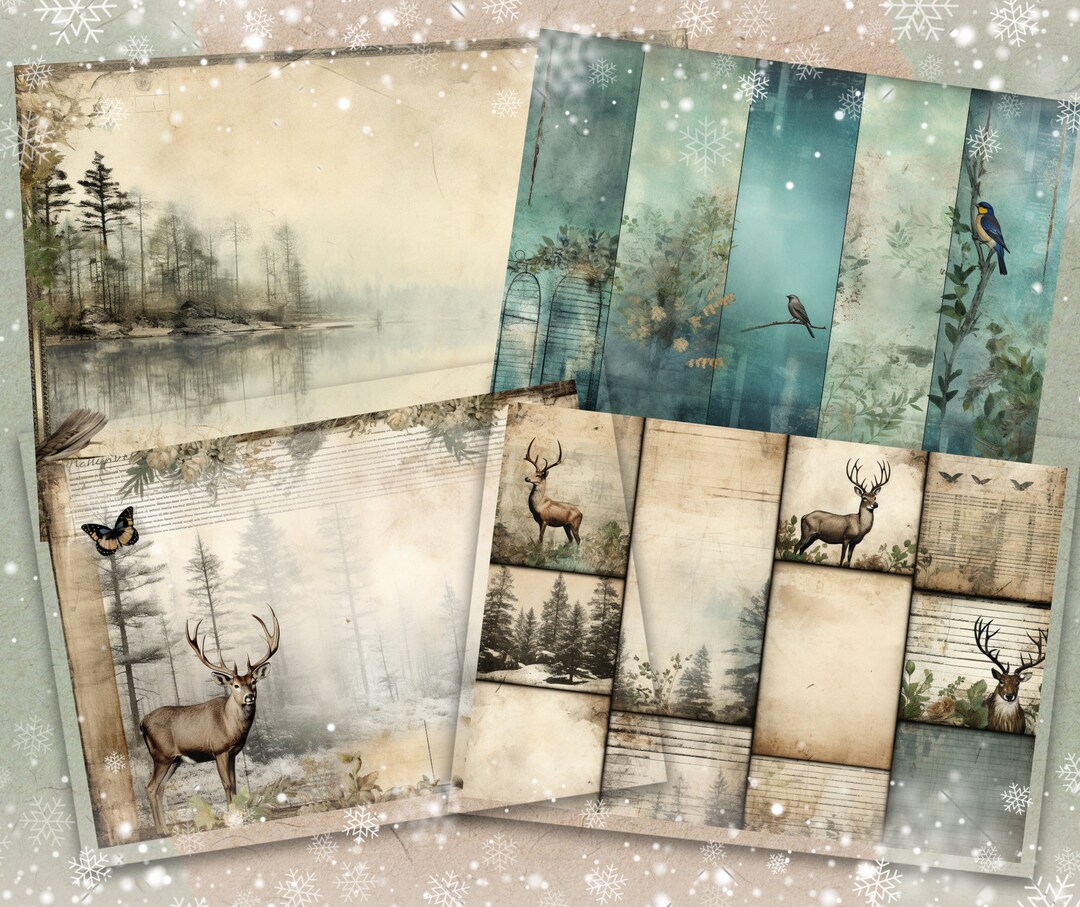 Vintage Wildlife Junk Journal Digital Papers, Scrapbooking Ephemera ...
