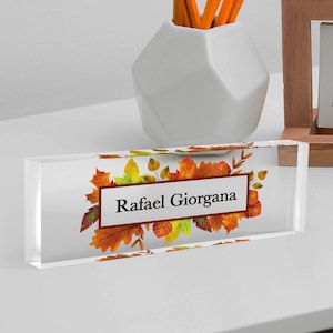 Autumn Leaves Name Plate, Teacher Name Plate for Desk, Personalized ...