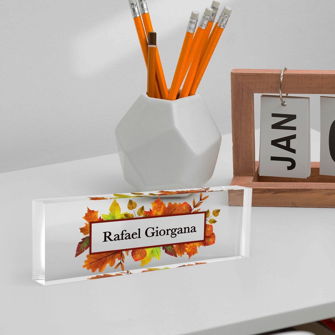 Autumn Leaves Name Plate, Teacher Name Plate for Desk, Personalized ...