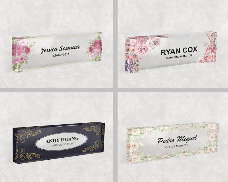 Desk Name Plate, Marble Design Name Plate for Desk, Personalized ...