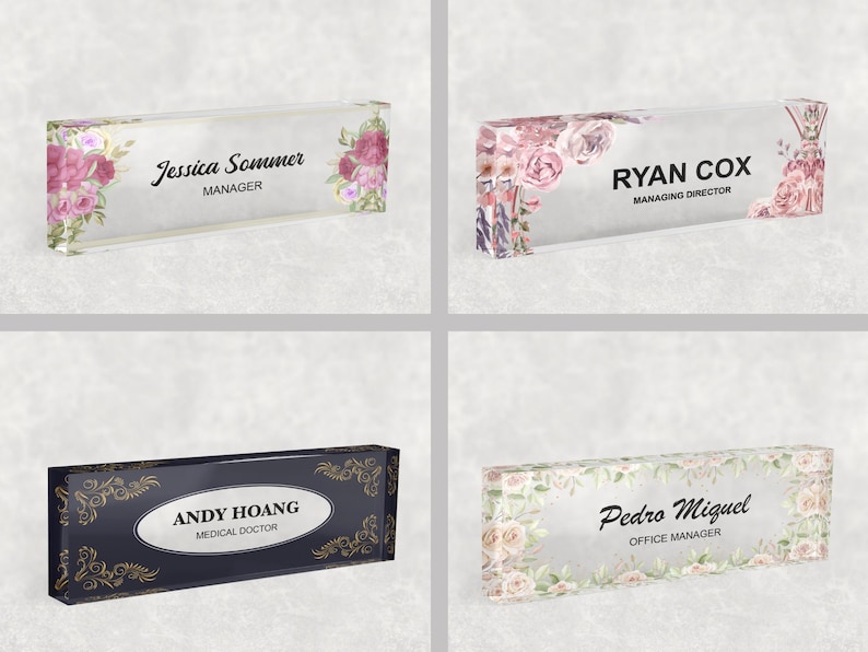 Desk Name Plate, Flowers Marble Design Name Plate for Desk ...