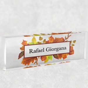 Autumn Leaves Name Plate, Teacher Name Plate for Desk, Personalized ...