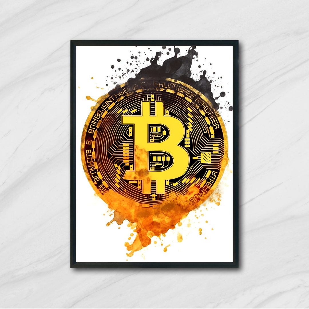 Watercolor Bitcoin Digital Download. Gold Crypto Painting. Drawing ...