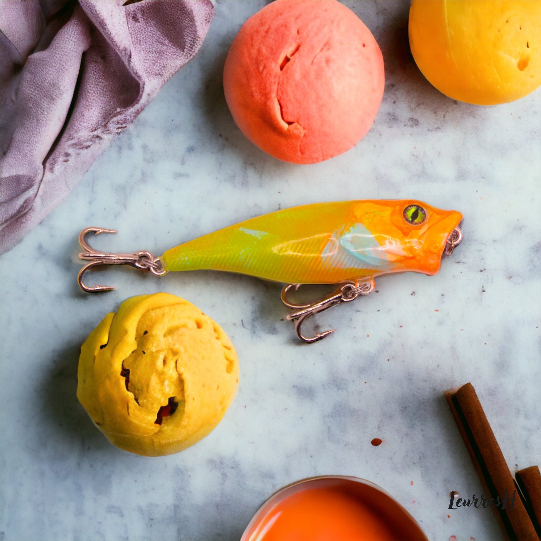 Artisanal mango Tango Popper for Black-bass Surface Fishing Hard Lure ...