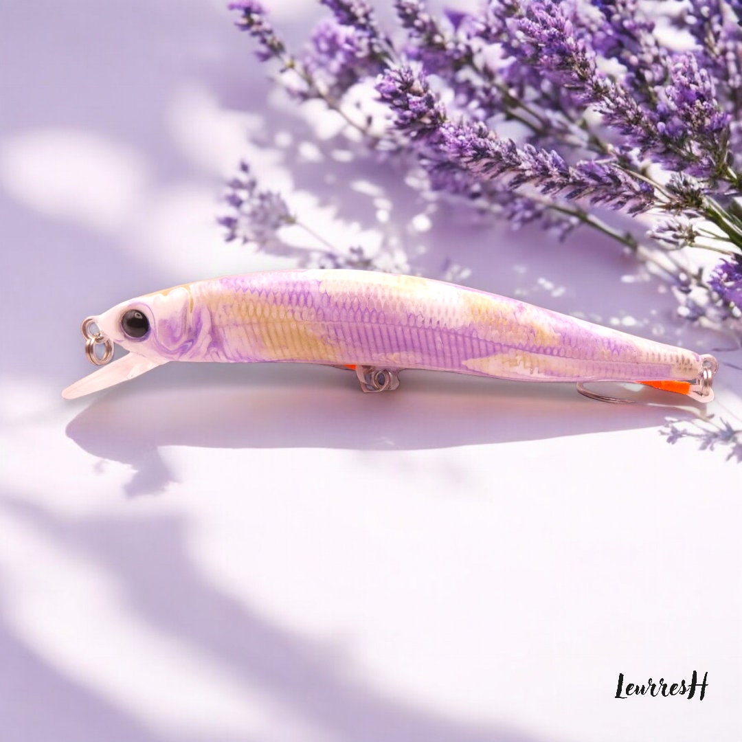 Artisanal Fishing Lure lavandula Floating and Noisy Jerkbait for Pike, Perch, and Black Bass ...