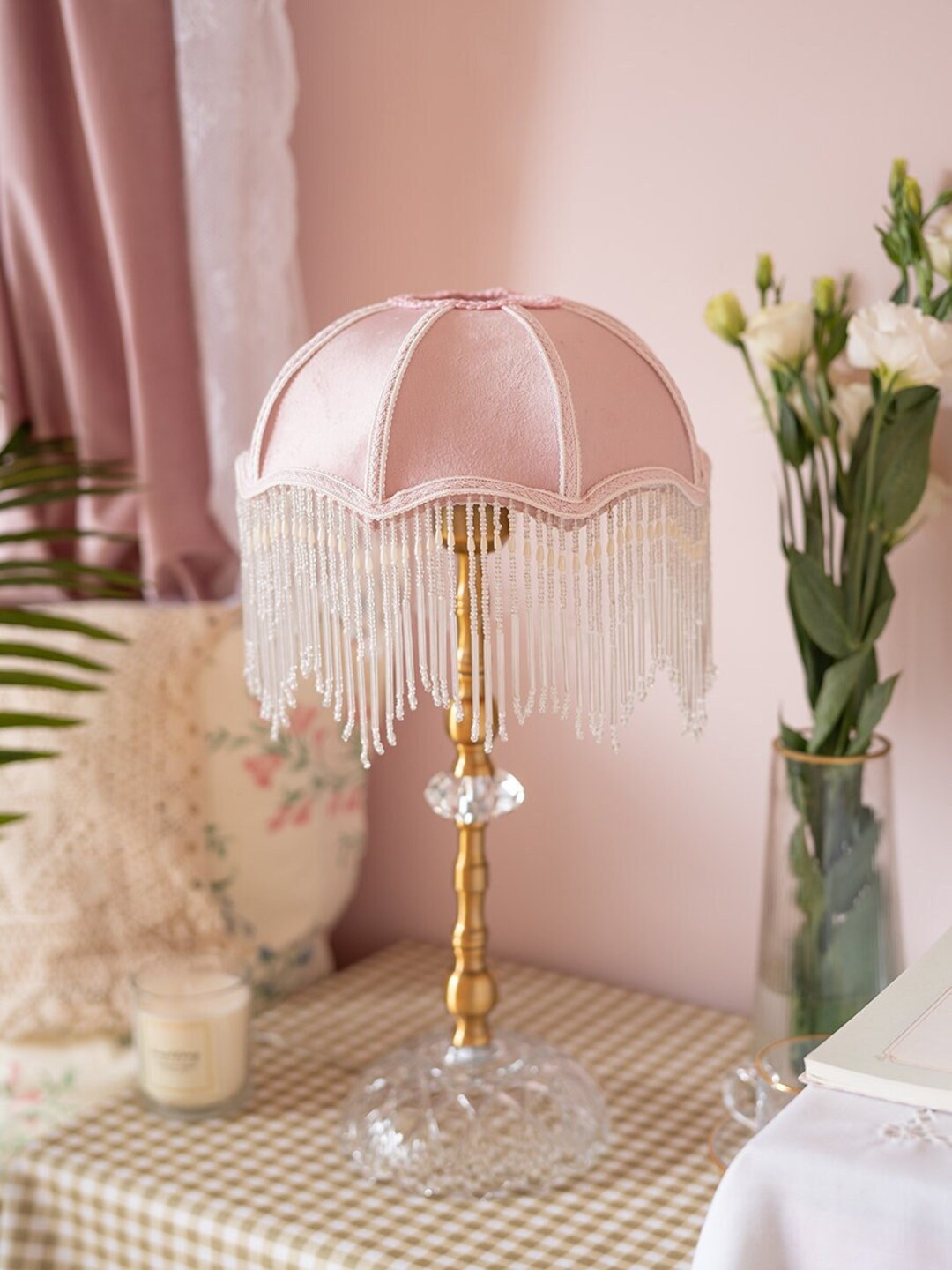 Modern Pink Tassel Table Lamp Shade Pink Floor Light Shade - Etsy