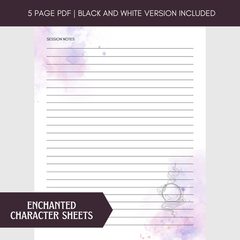 Dnd 5e Character Sheet: Enchanted, Printable Druid Dungeons & Dragons ...