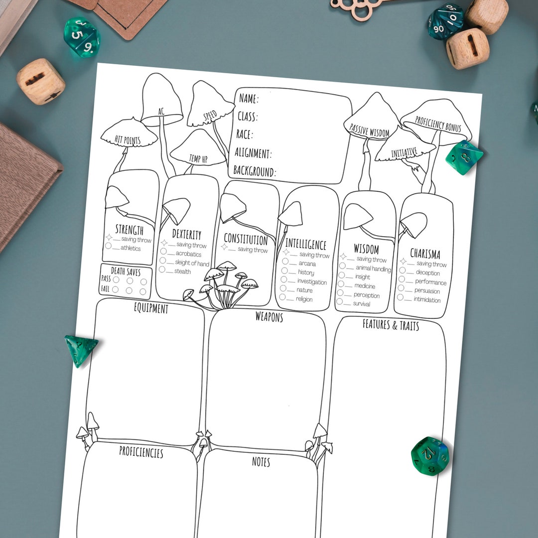 Dnd 5e Character Sheet: Circle of Spores Druid, Mushroom Druid Dungeons ...