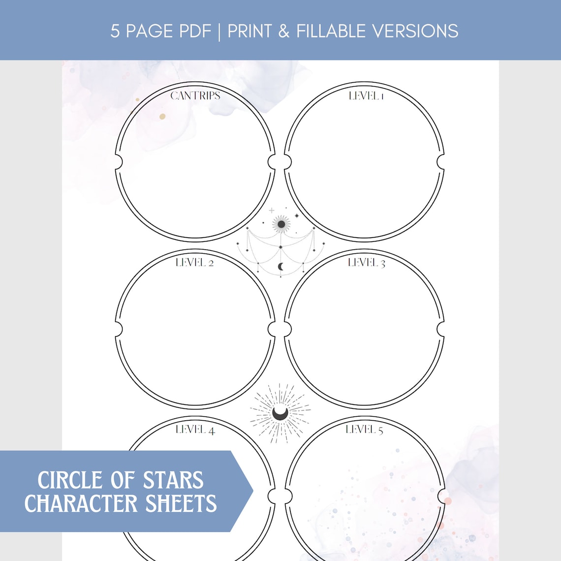 Dnd 5e Character Sheet: Circle of Stars Druid, Celestial Fillable PDF ...