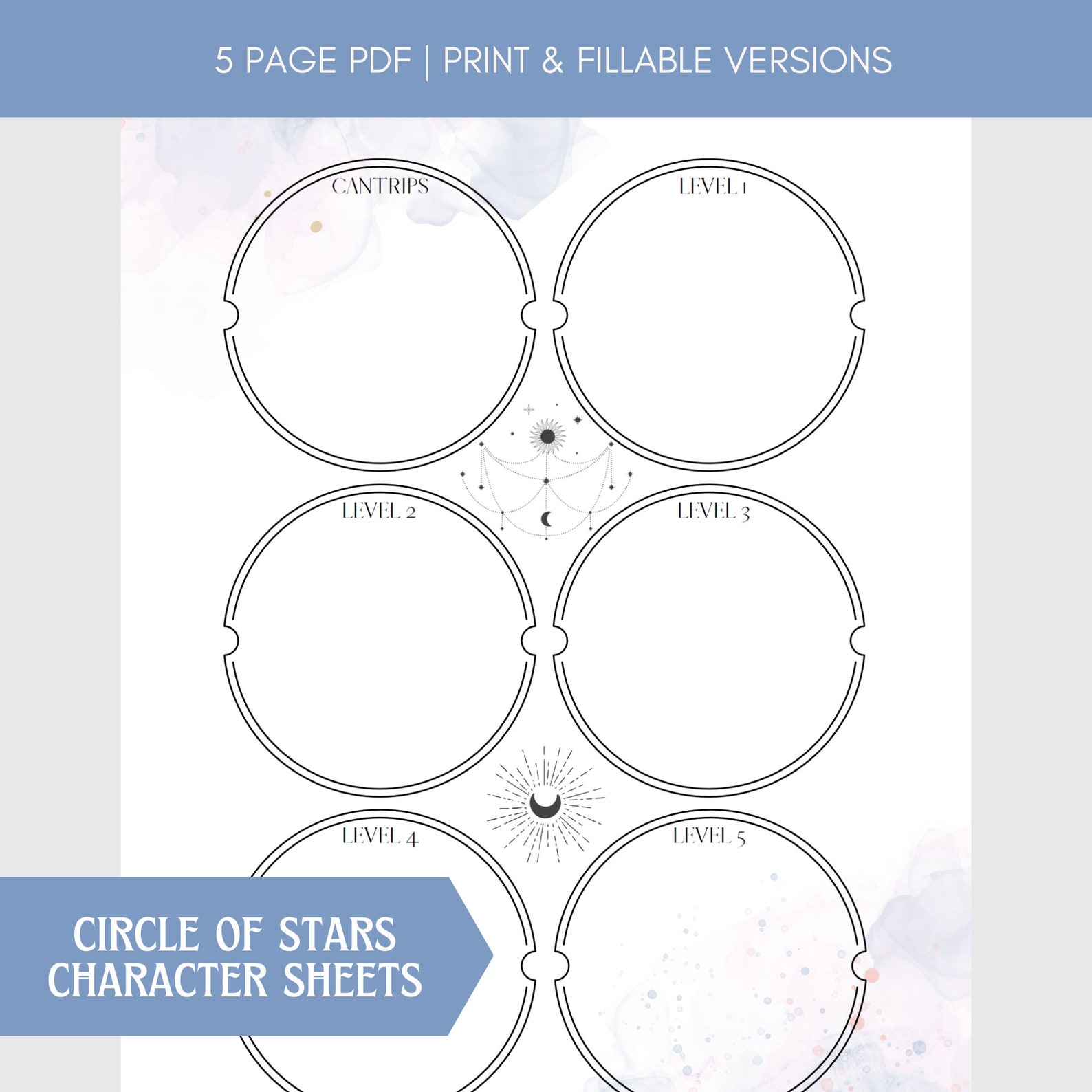 Dnd 5e Character Sheet: Circle of Stars Druid, Celestial Fillable PDF ...