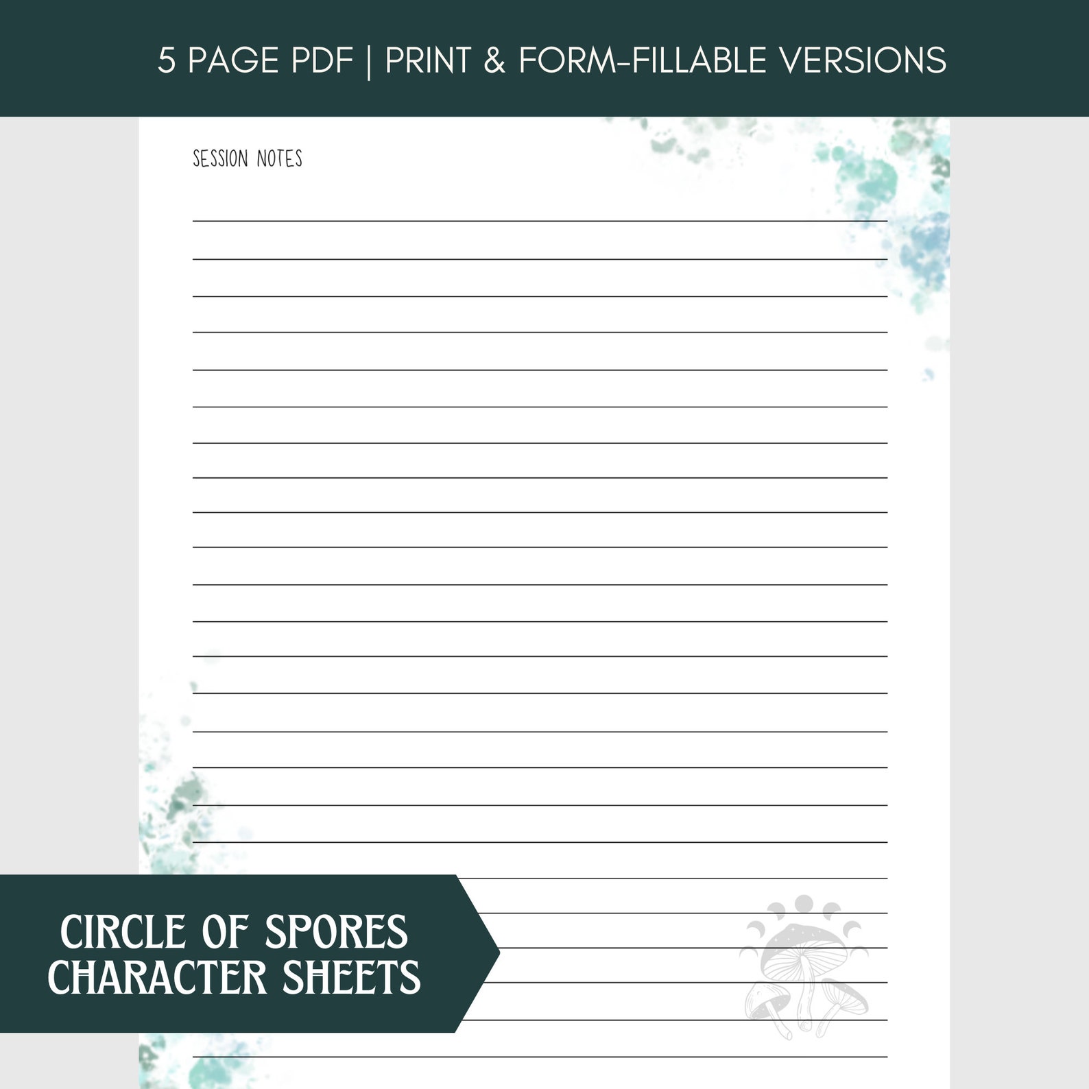 Dnd 5e Character Sheet: Circle of Spores Druid, Form Fillable Druid ...