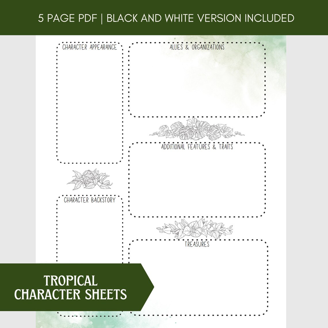 Dnd Character Sheets 5e: Tropical Plants, Printable Druid Dungeons ...