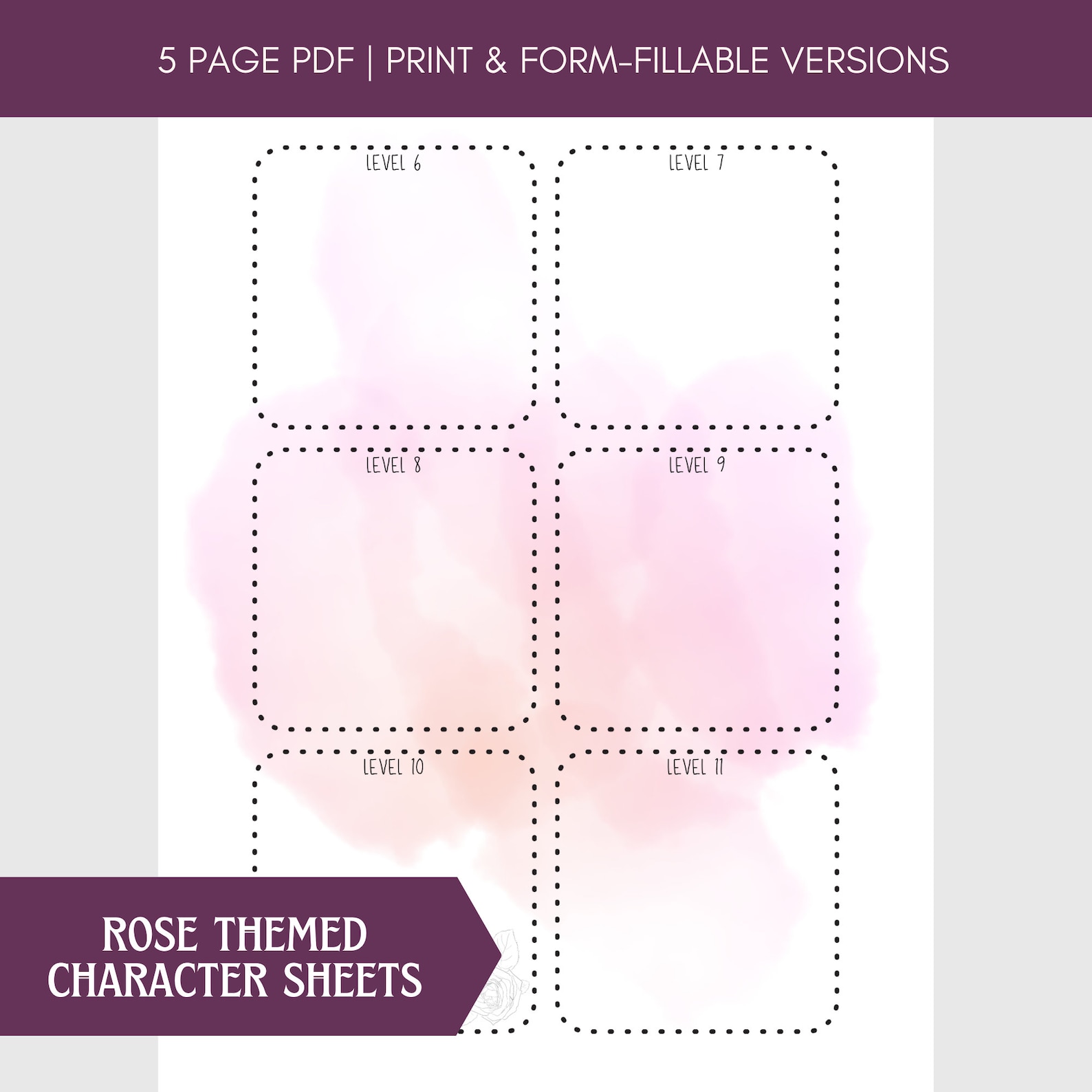 Dnd Character Sheet: Flower Rose, Pink Fillable Floral Druid Dungeons ...