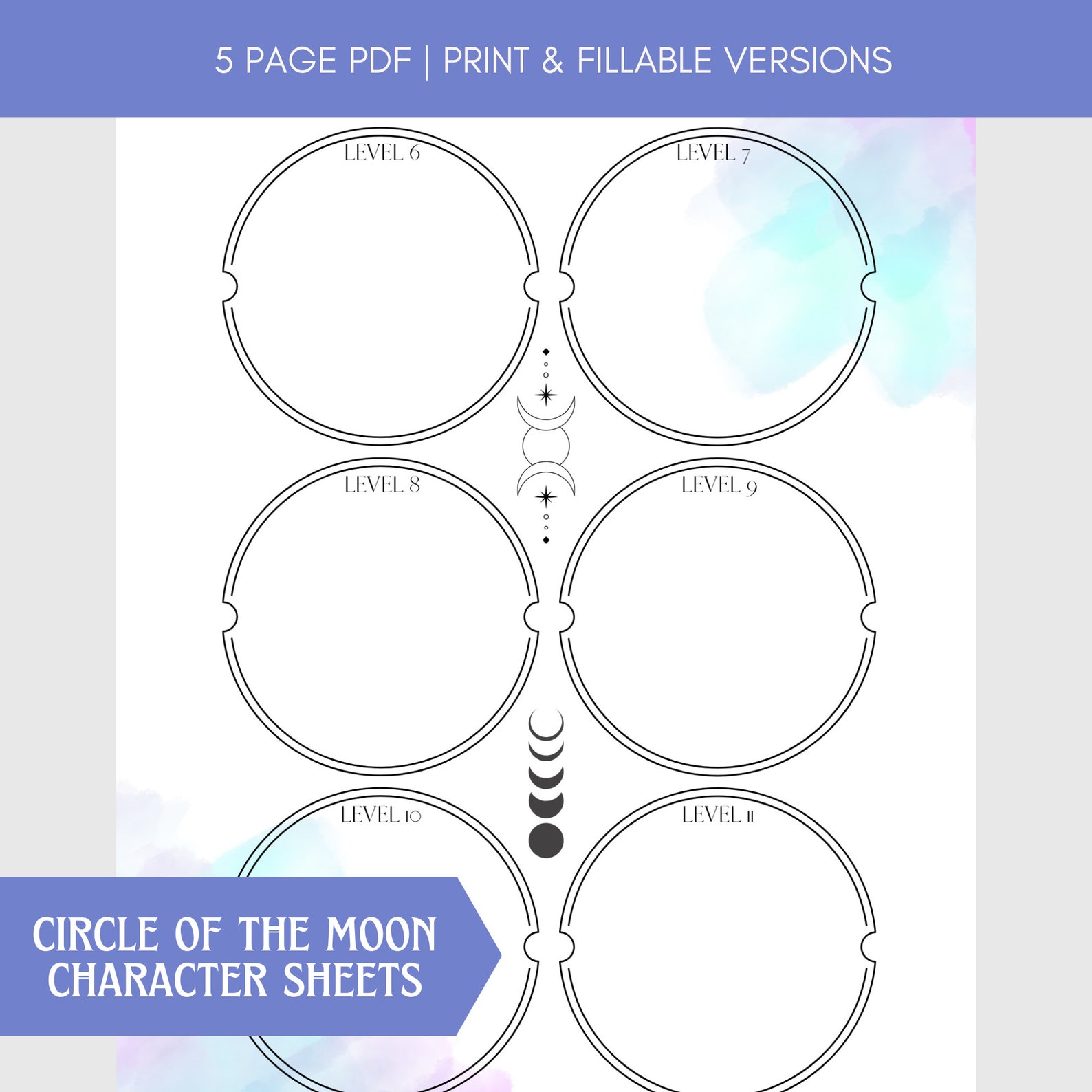 Dnd 5e Character Sheet: Circle of the Moon Druid, Fillable PDF Dungeons ...